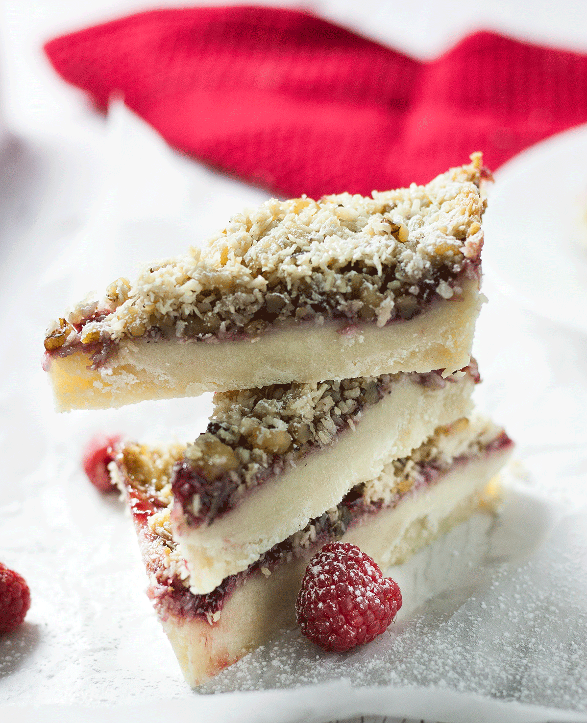 Raspberry Pie Dream Bars ~ Raspberry Dream Bars Made Like a Pie!