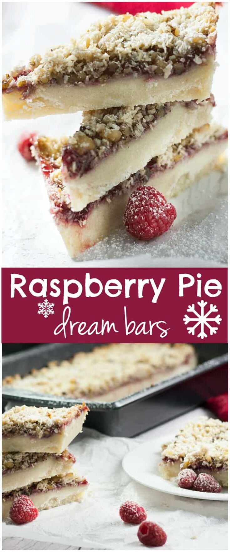 Raspberry Pie Dream Bars ~ Raspberry Dream Bars Made Like a Pie!