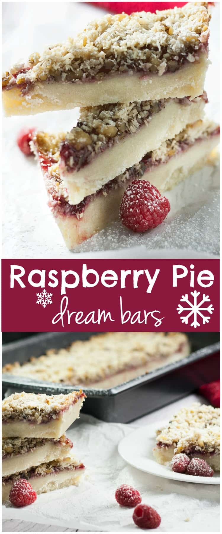 Raspberry Pie Dream Bars ~ Raspberry Dream Bars Made Like a Pie!