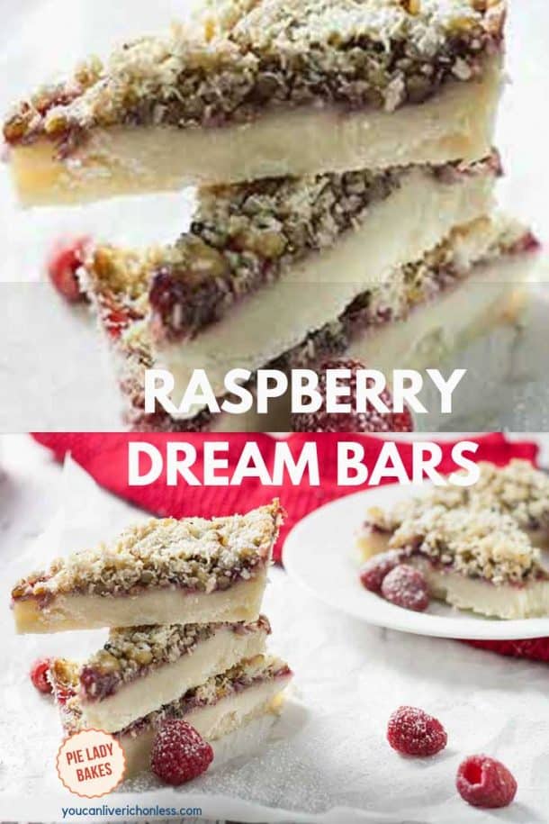 Raspberry Pie Dream Bars ~ Raspberry Dream Bars Made Like a Pie!
