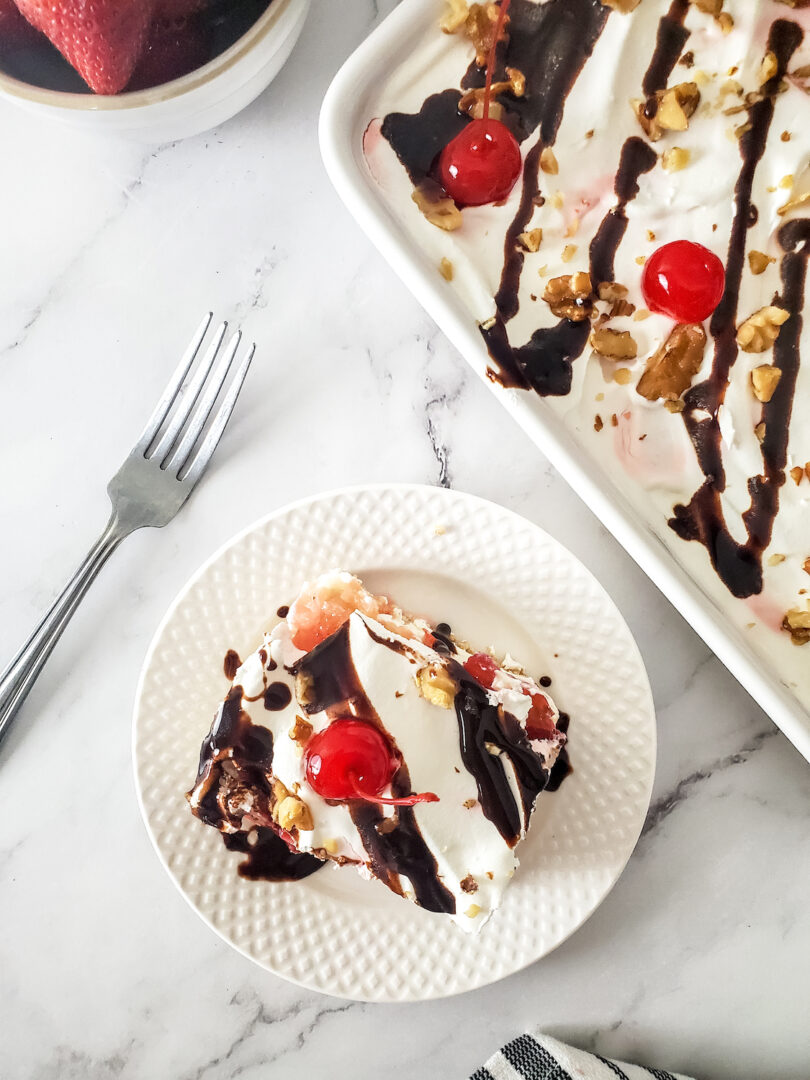 No Bake Banana Split Dessert Recipe | Pie Lady Bakes