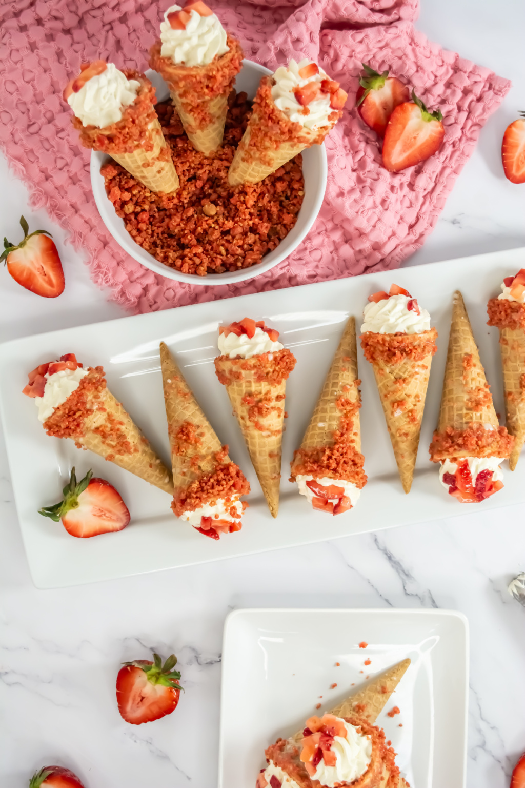 Strawberry Crunch Cheesecake Cones | Pie Lady Bakes