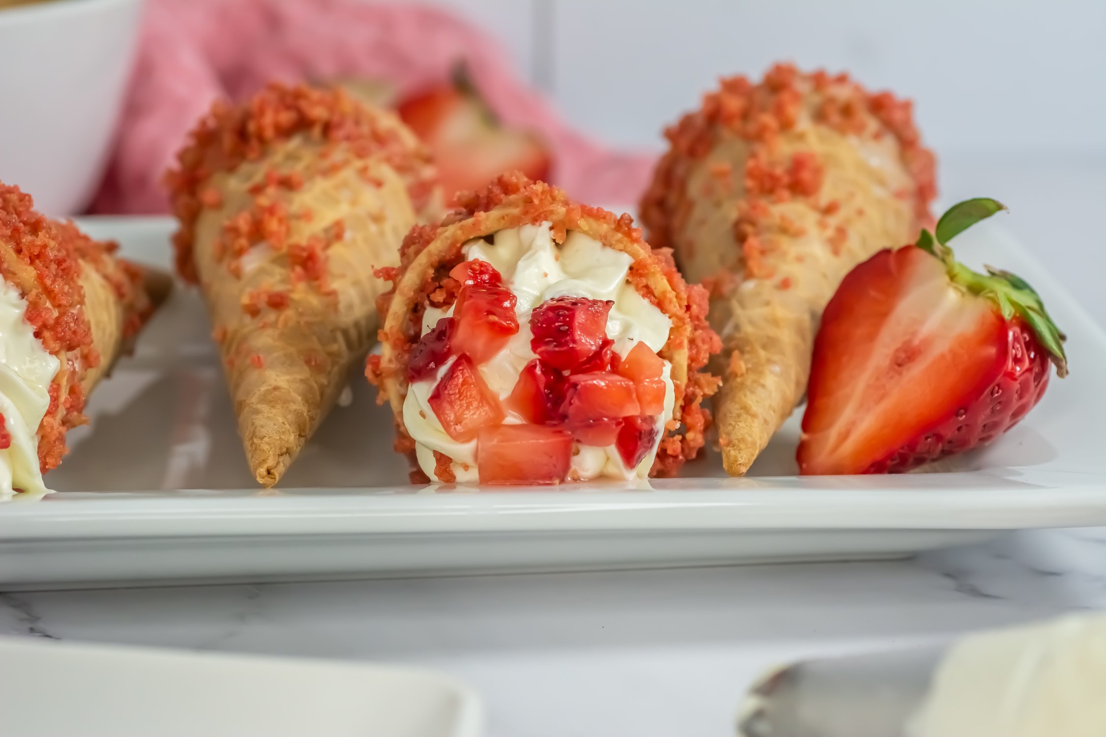 Strawberry Crunch Cheesecake Cones | Pie Lady Bakes